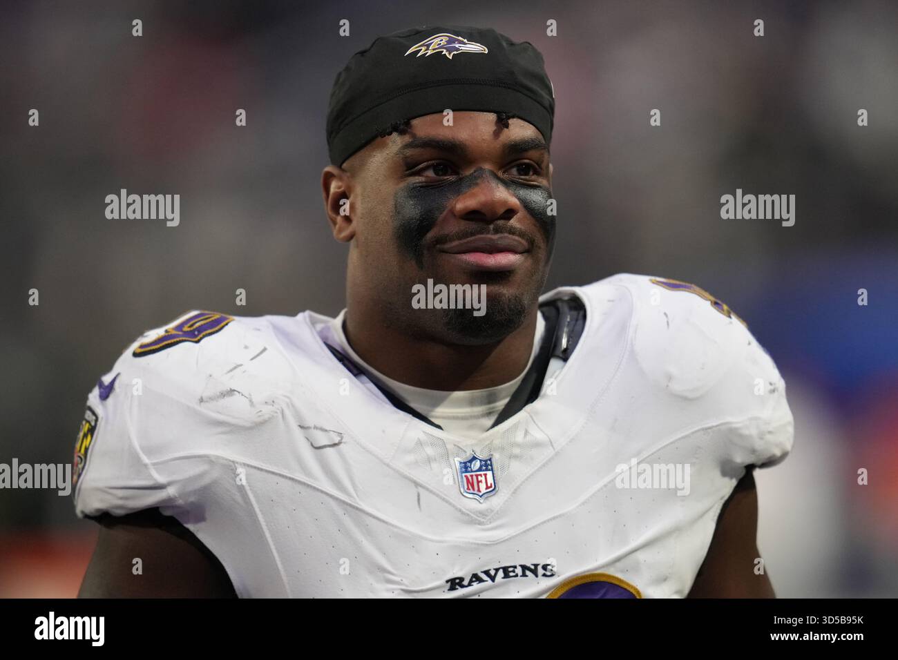 Baltimore Ravens linebacker Jay Higgins (49) leaves the field after an ...