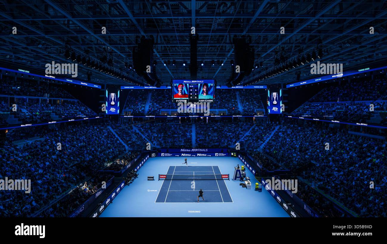 A general view of Inalpi Arena is seen during the round robin singles ...