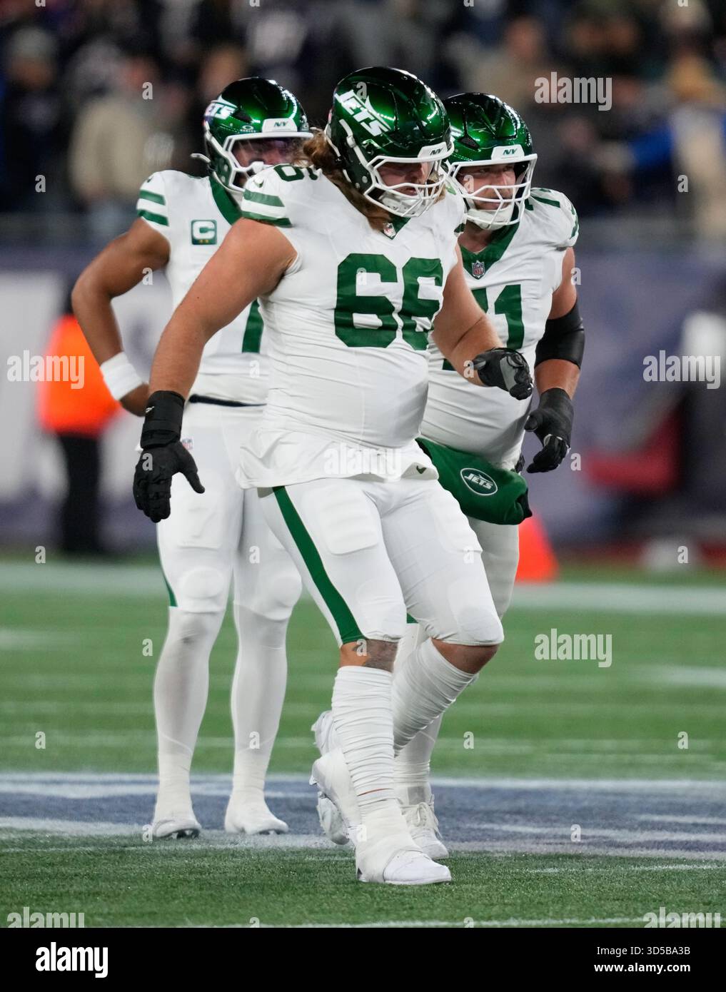New York Jets center Joe Tippmann (66) during an NFL football game ...