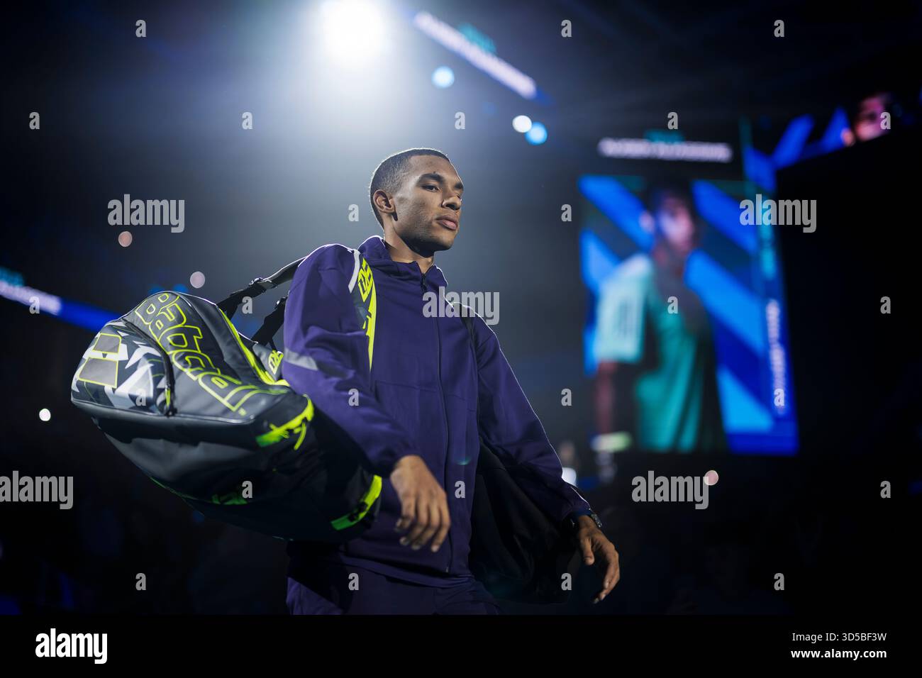 Felix Auger-Aliassime of Canada walks out prior to his round robin ...