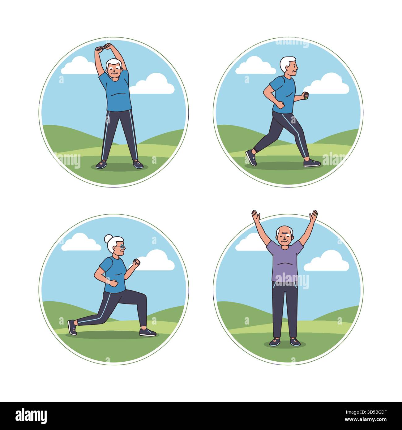 Outdoor senior exercise Stock Vector Images - Alamy