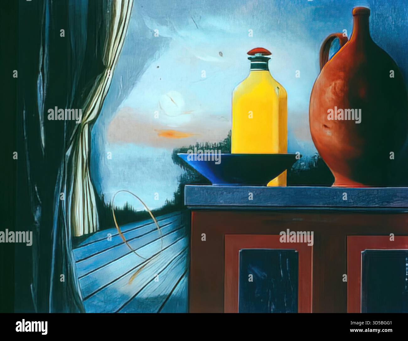 Still Life with Yellow Bottle, 1931 by Franz Radziwill Stock Vector ...