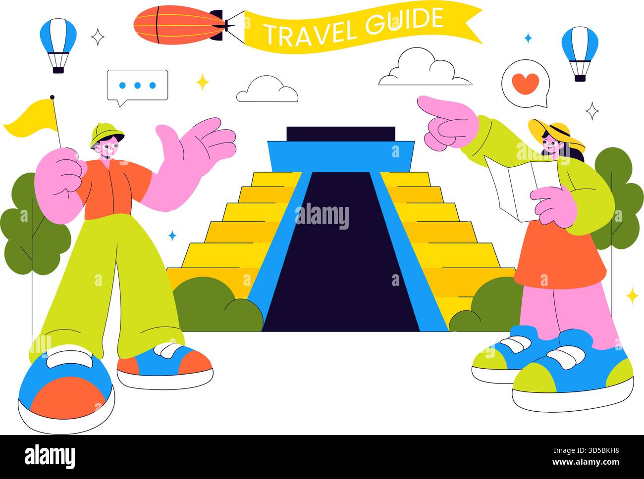 Travel Guide and Tour Vector Illustration Showing Interesting Places to ...