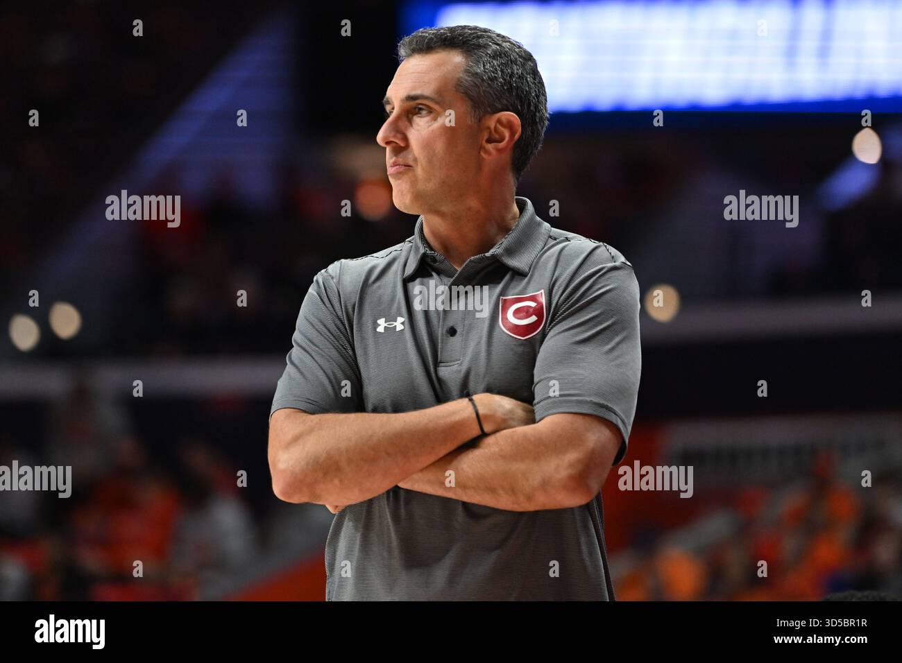 Colgate head coach Matt Langel looks on during the first half of an ...