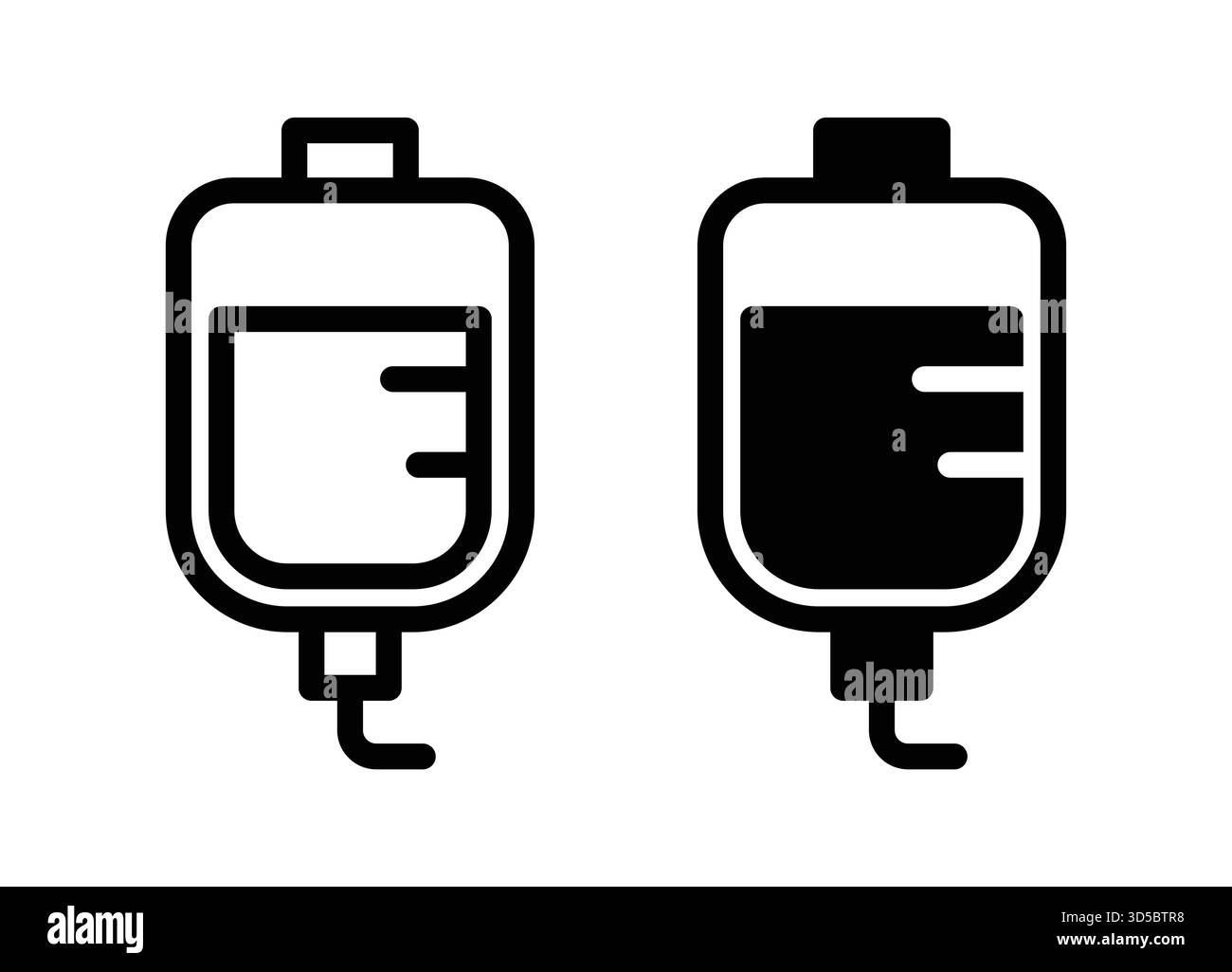 Detailed illustration of intravenous fluid bags in outline style ...