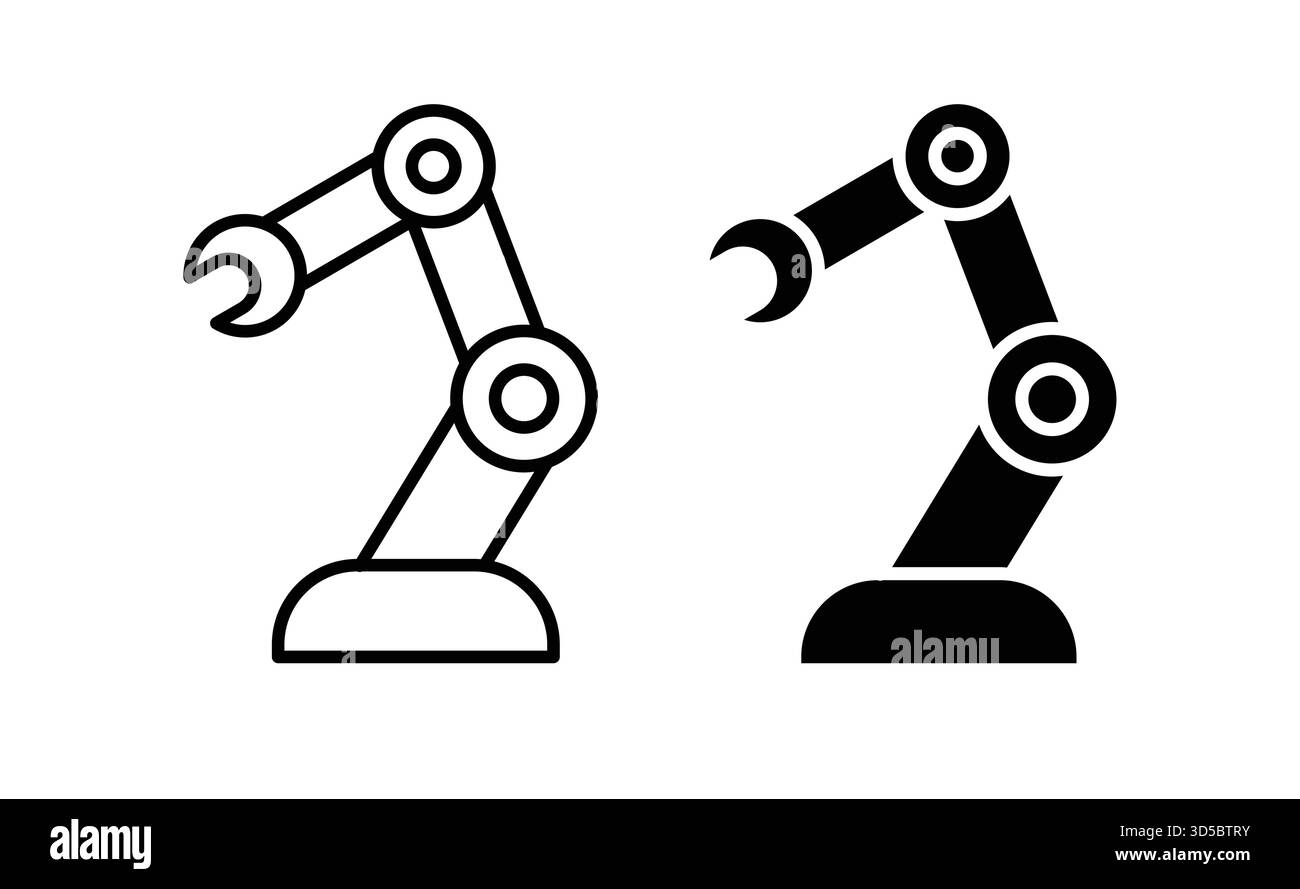 This illustration showcases two robotic arms in distinct designs ...