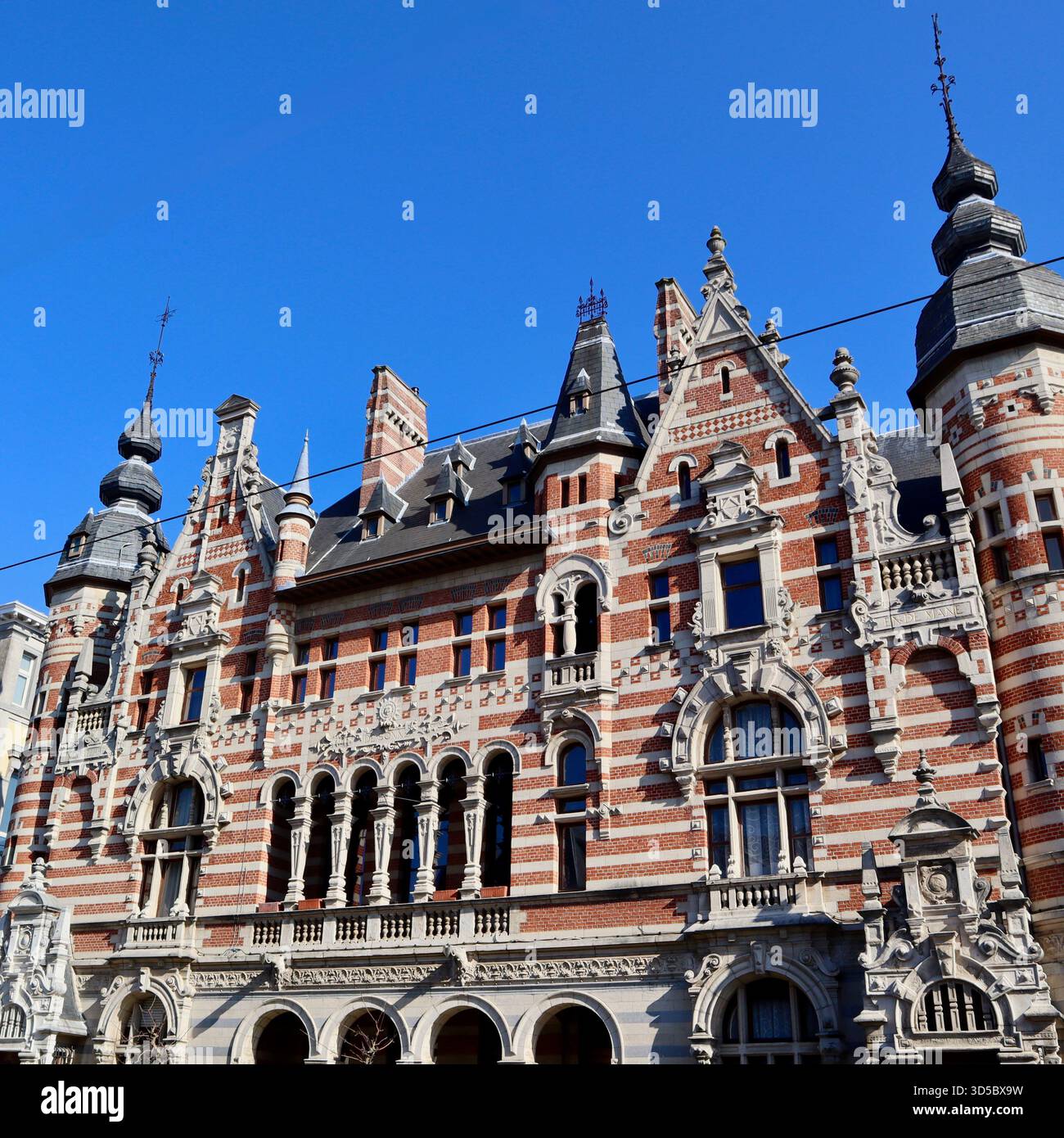 Grand Flemish Neo-Renaissance or Eclectic mansion with red brick facade ...