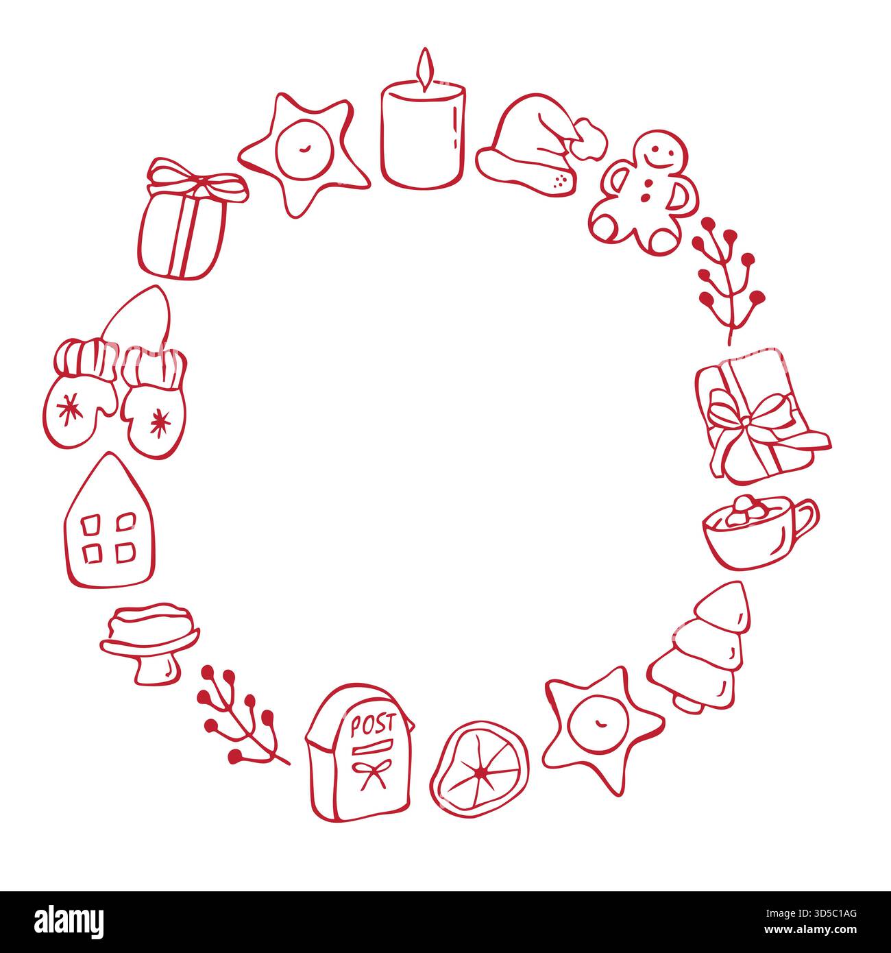 Round festive wreath outline hi-res stock photography and images - Alamy