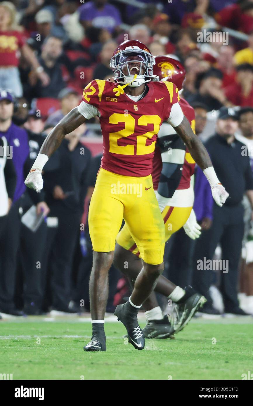Southern California defensive back Braylon Conley (22) cheers during an ...