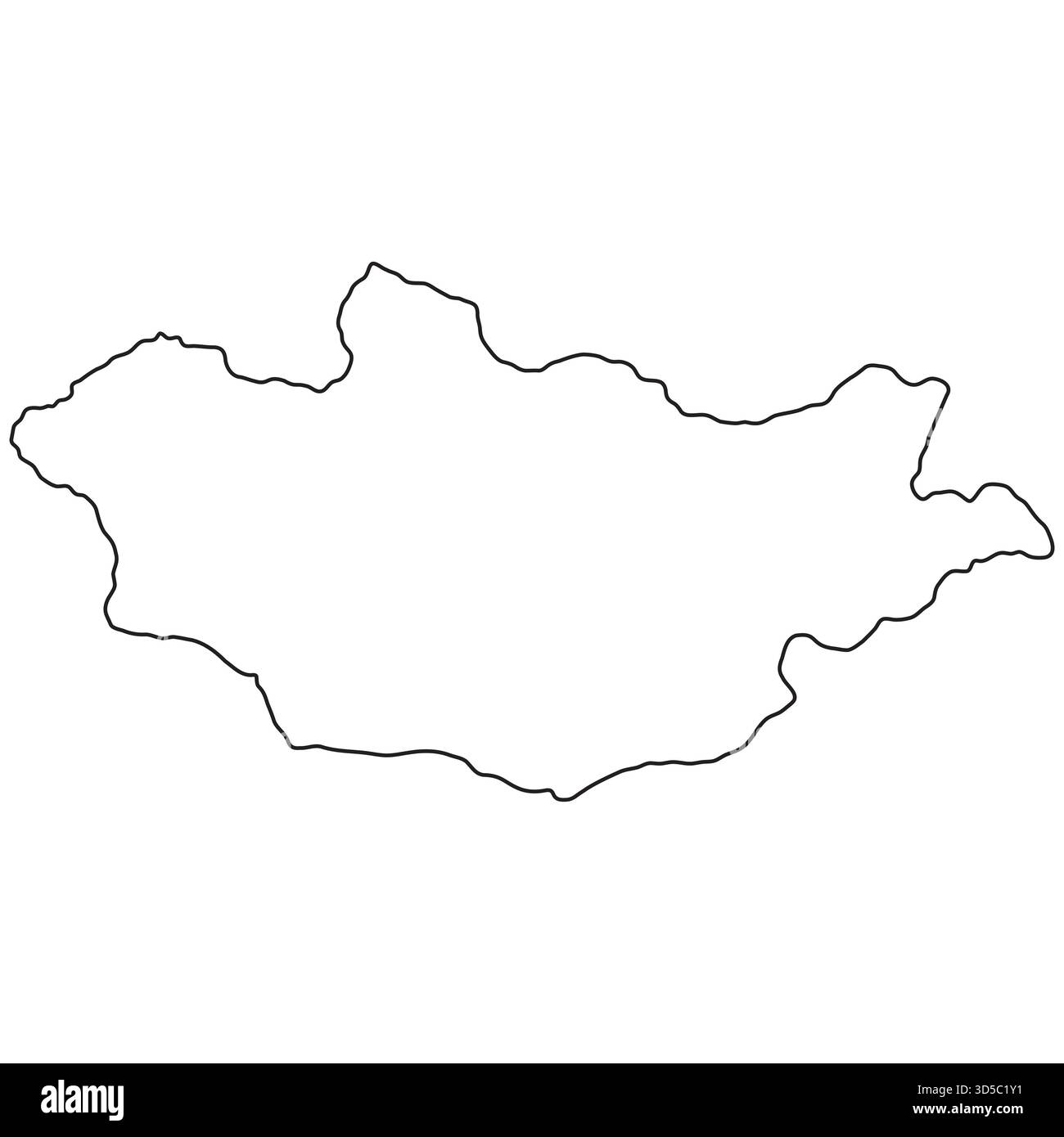 Mongolia country outline map, black border shape geographic vector ...