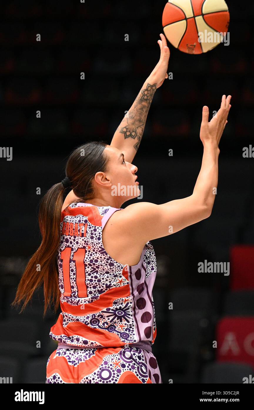 Sharne Robati of the Adelaide Lightning warms up during the WNBL Round ...