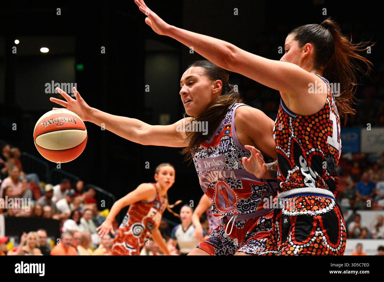 Sharne Robati of the Adelaide Lightning loses the ball during the WNBL ...