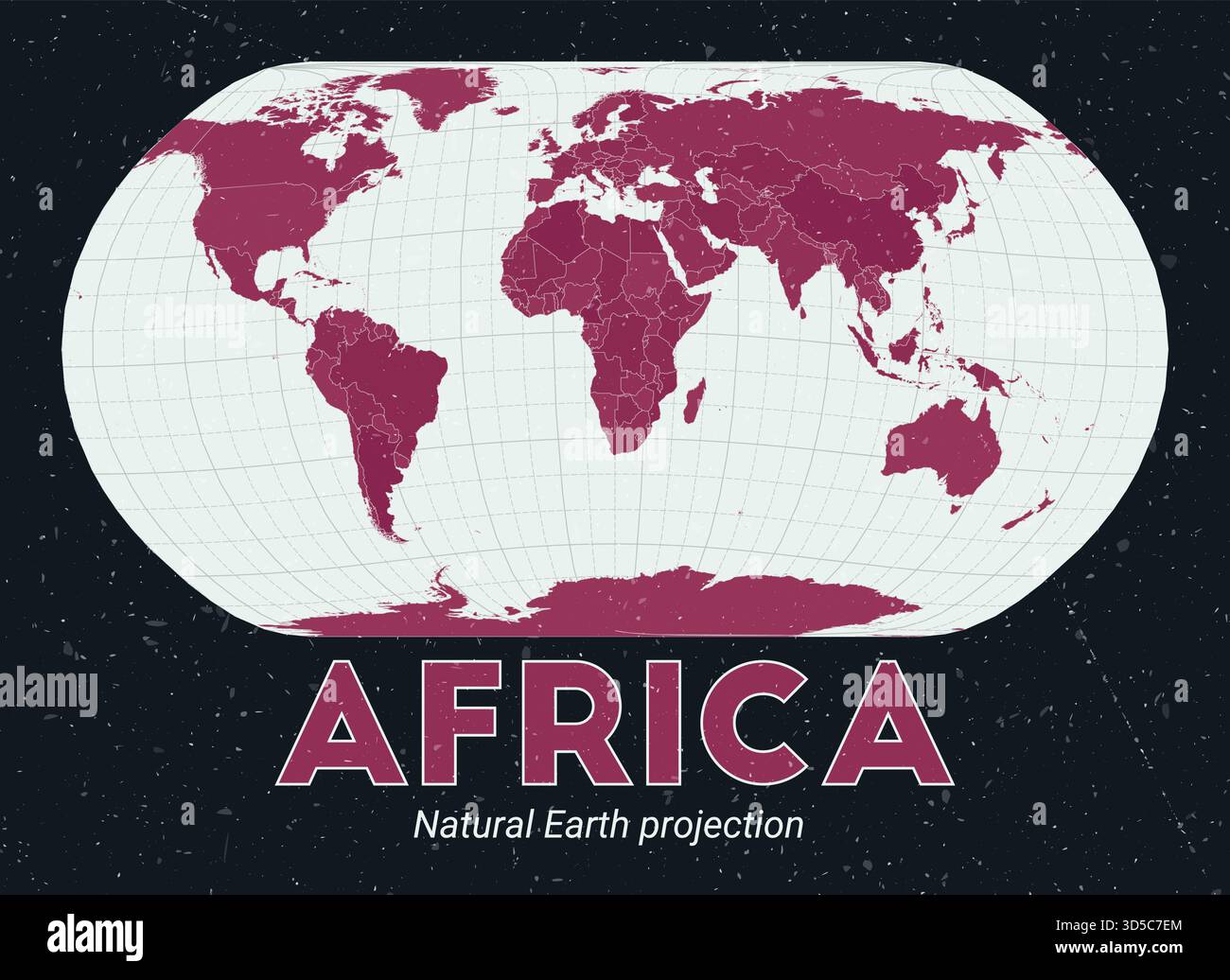 Africa. World map. Natural Earth projection centered on Africa. Pale ...