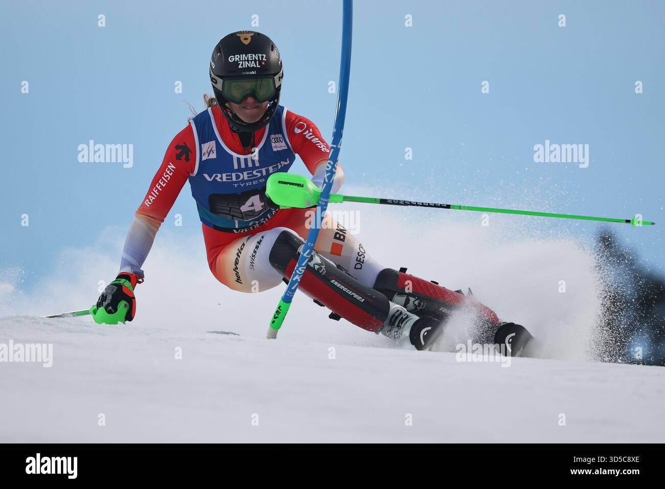 Switzerland's Camille Rast competes in an alpine ski, women's World Cup ...