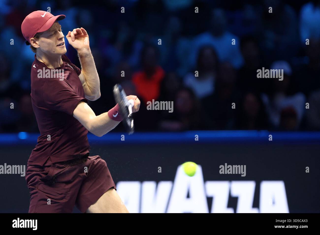 Jannik Sinner of Italy in action during the Round Robin singles match ...