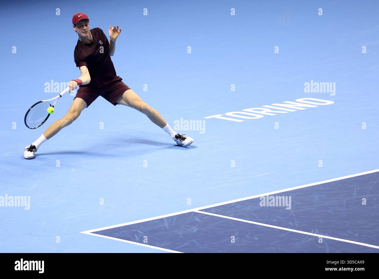 Jannik Sinner of Italy in action during the Round Robin singles match ...