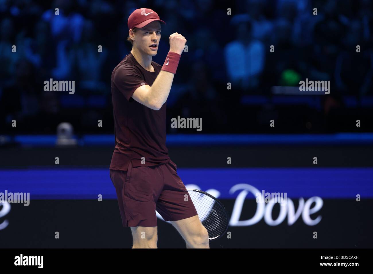 Jannik Sinner of Italy celebrates during the Round Robin singles match ...