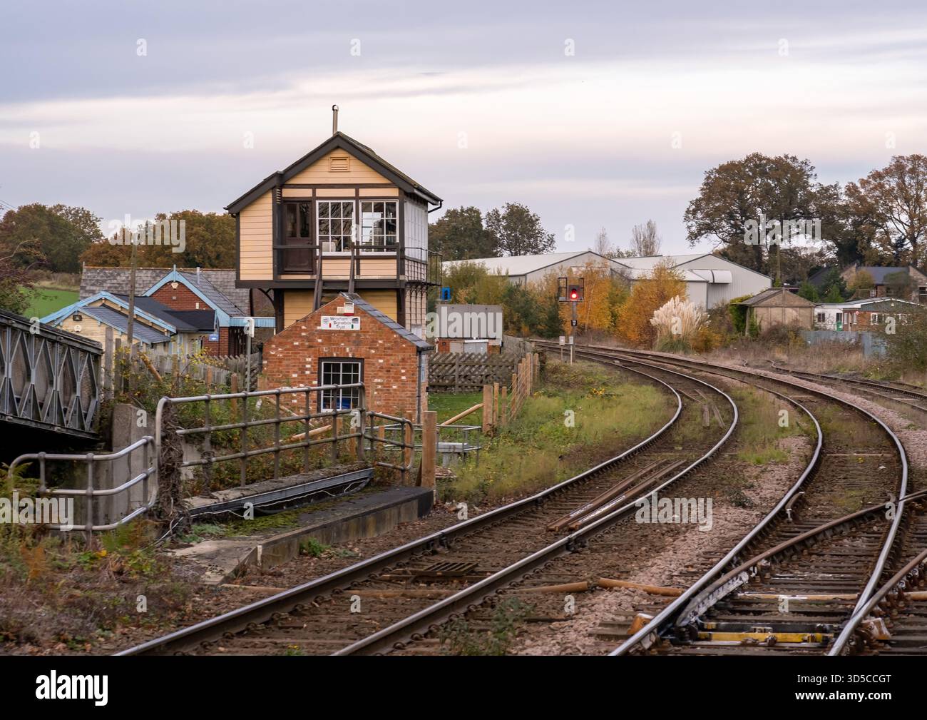 View along the Bittern Line, the railway linking Norwich to Sheringham ...