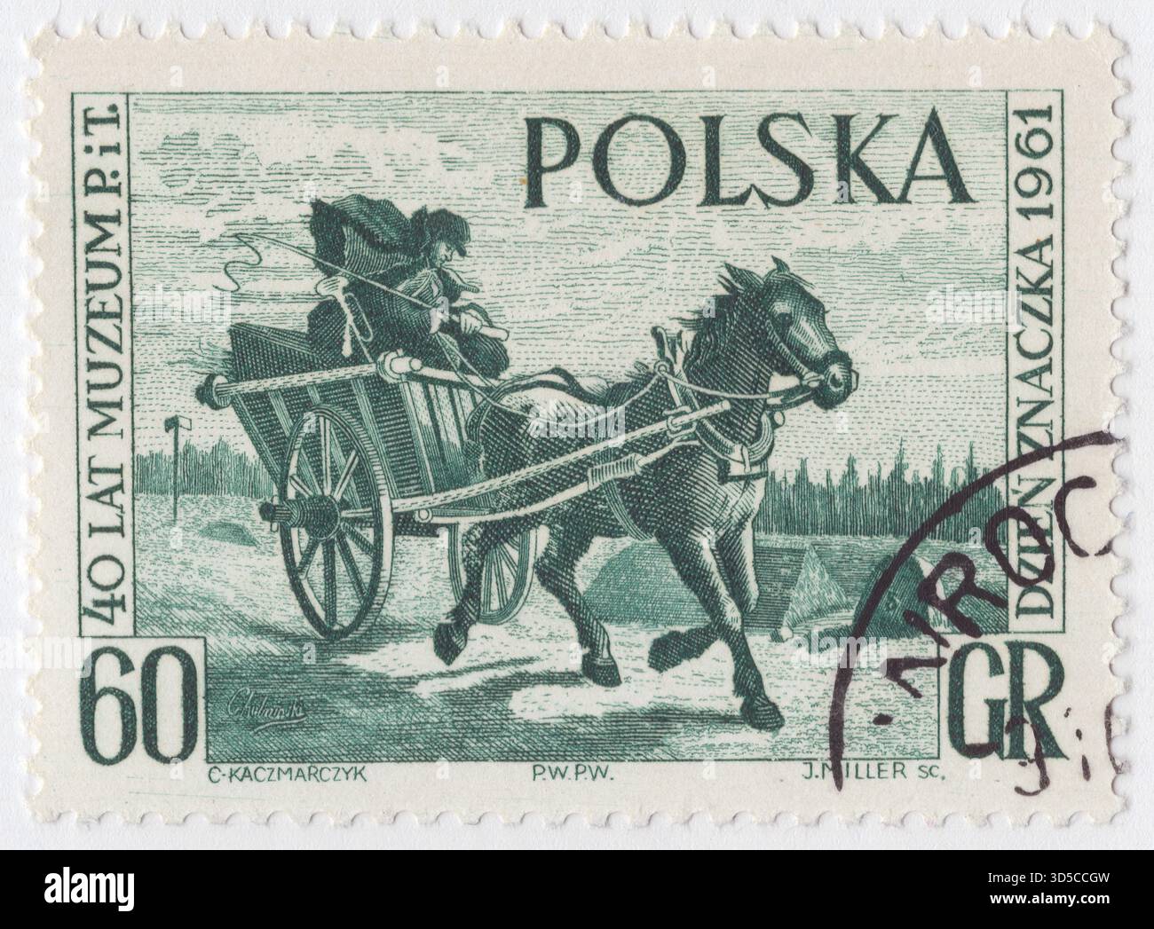 POLAND — 1961 October 9: 60 grosz deep green postage stamp depicting ...