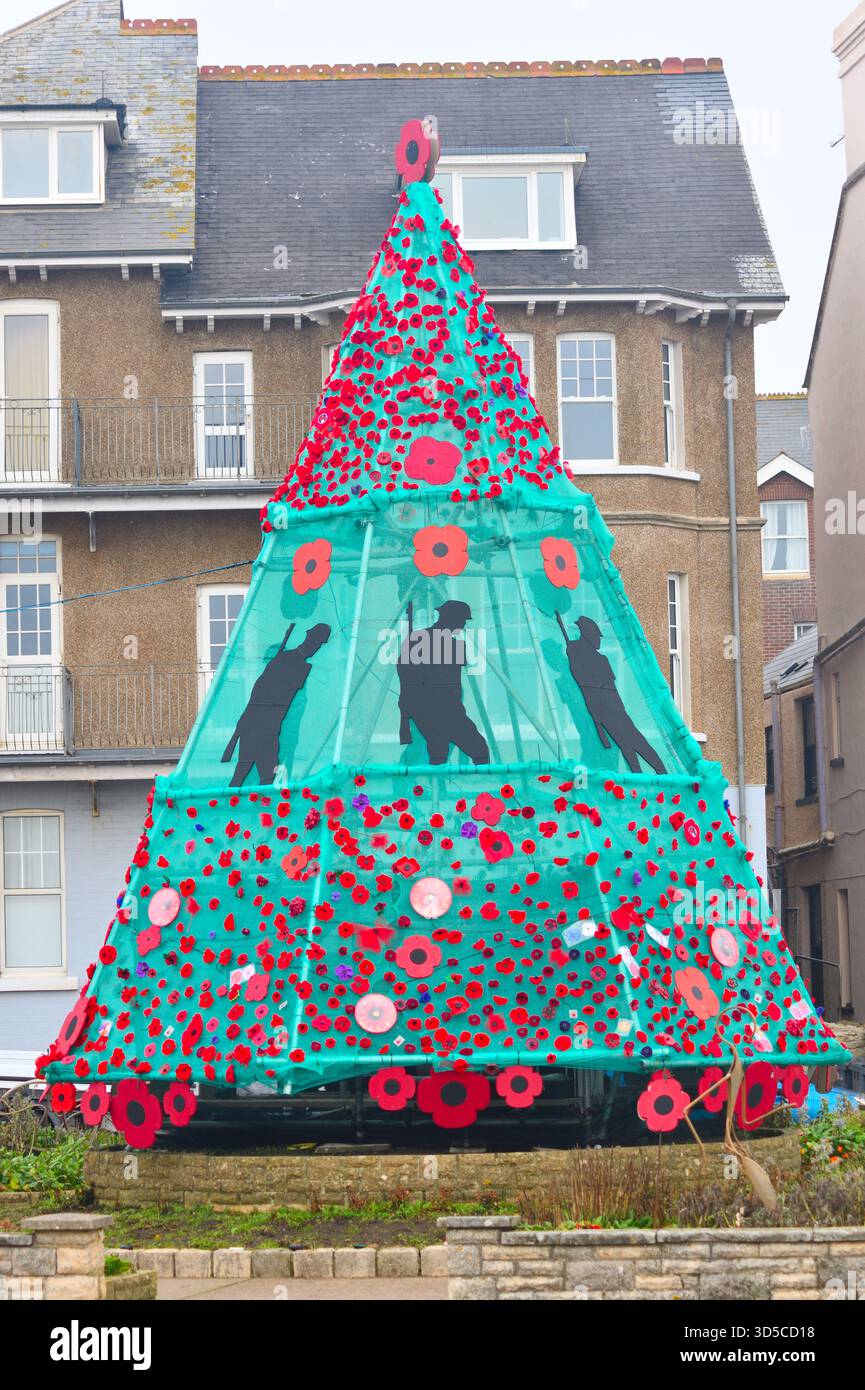 Seaton Coned Shaped Tribute for Remembrance Day on the Roundabout at ...