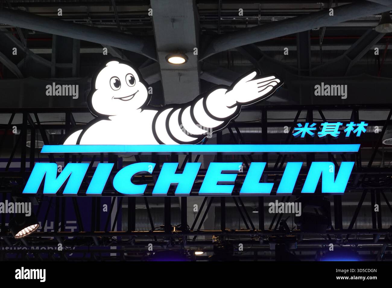The Michelin logo is displayed at the 8th China International Import ...