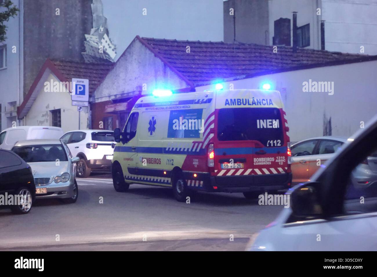 blue light signal on an ambulance vehicle during rescue operation blue ...
