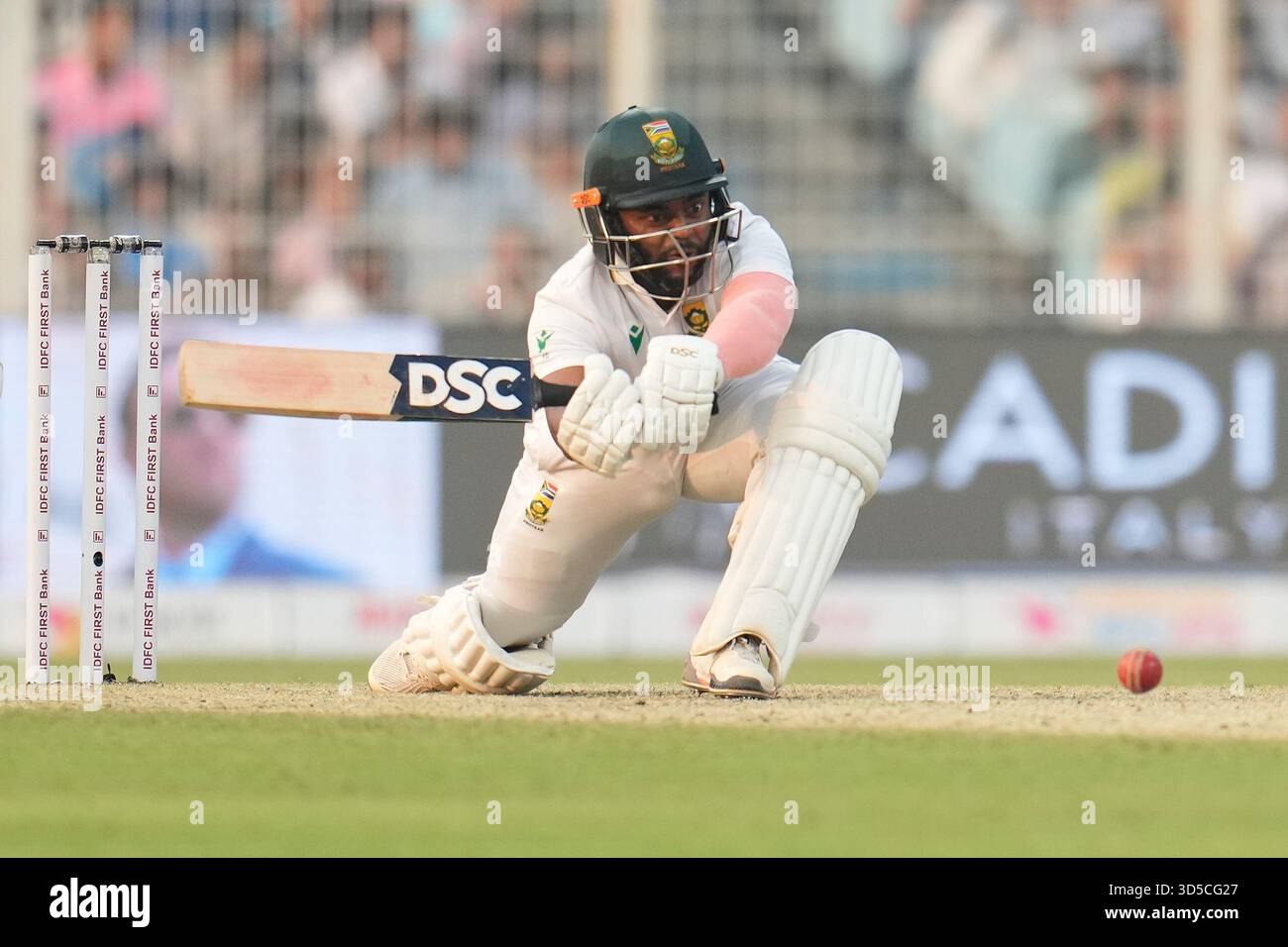 South Africa's captain Temba Bavuma plays a shot on the second day of ...