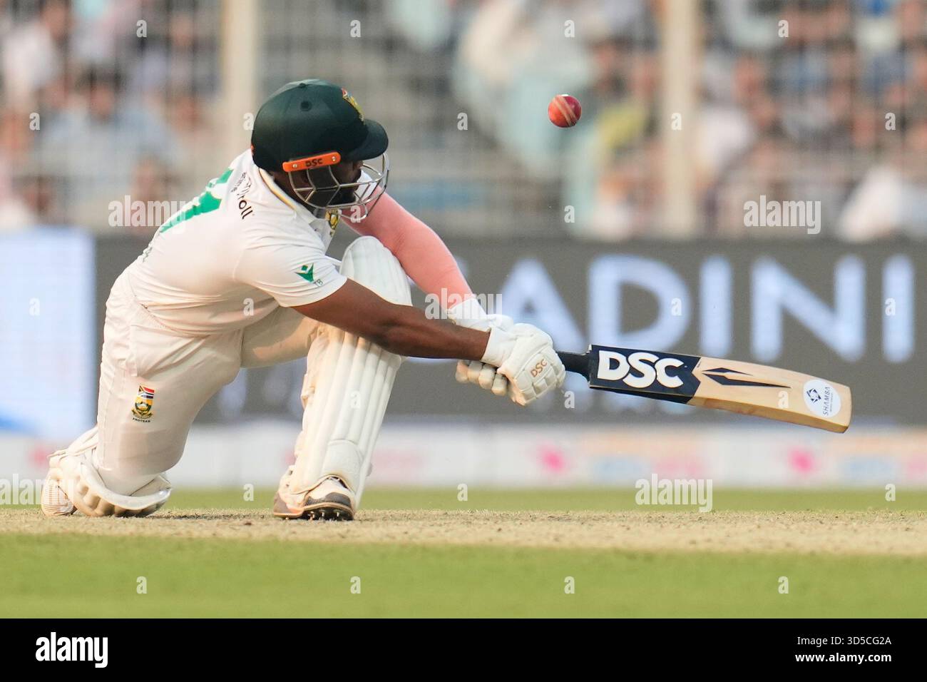 South Africa's captain Temba Bavuma plays a shot on the second day of ...