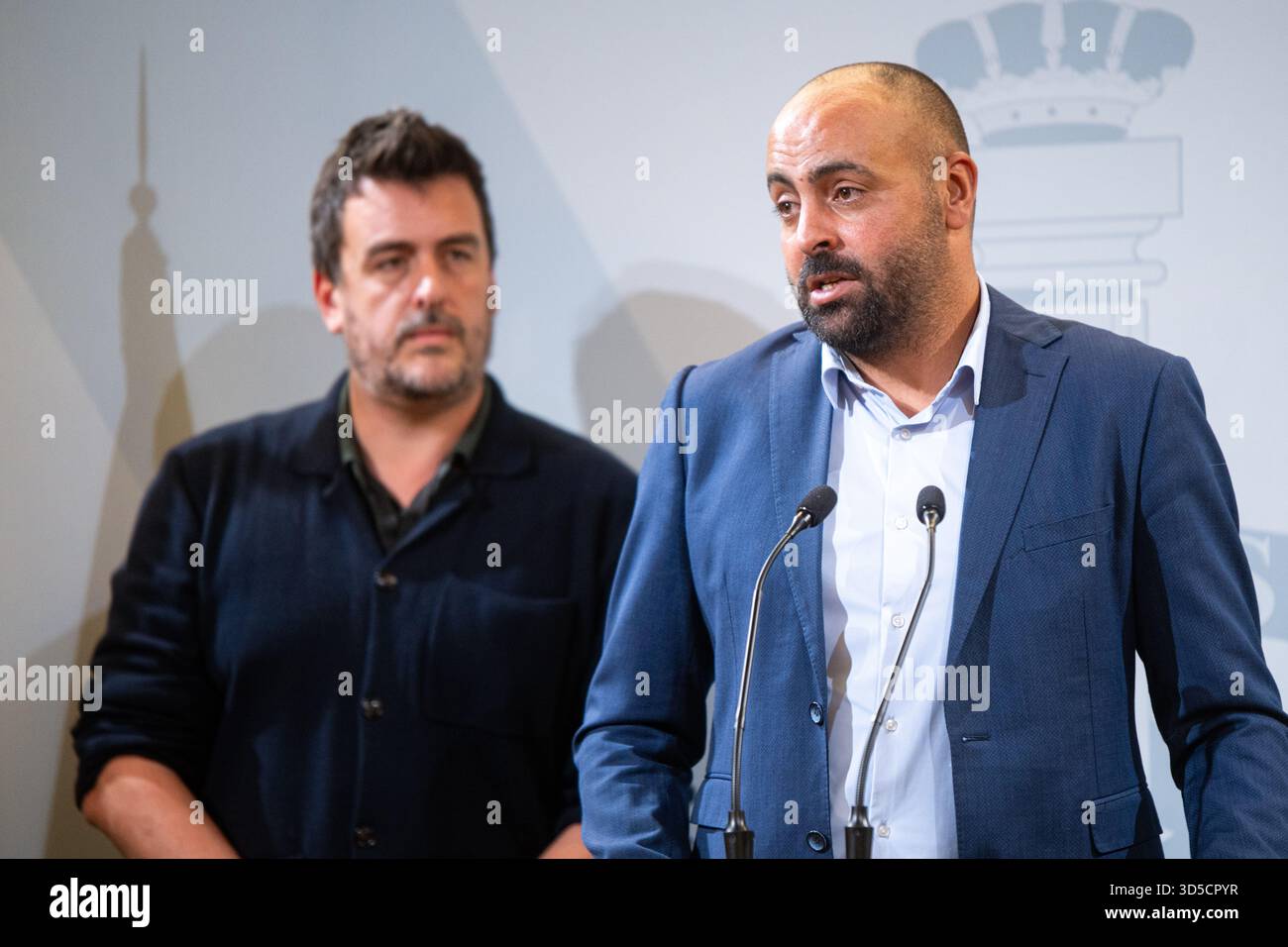 Palestinian Performing Arts Network representative Mohammed Rabah (r ...