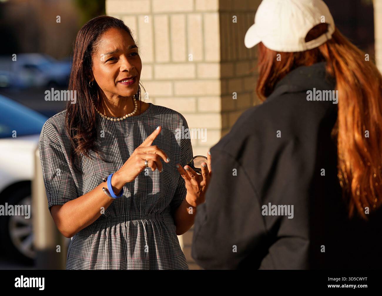 Virginia House of Delegates, Del.-elect, Nicole Cole, left, speaks with ...