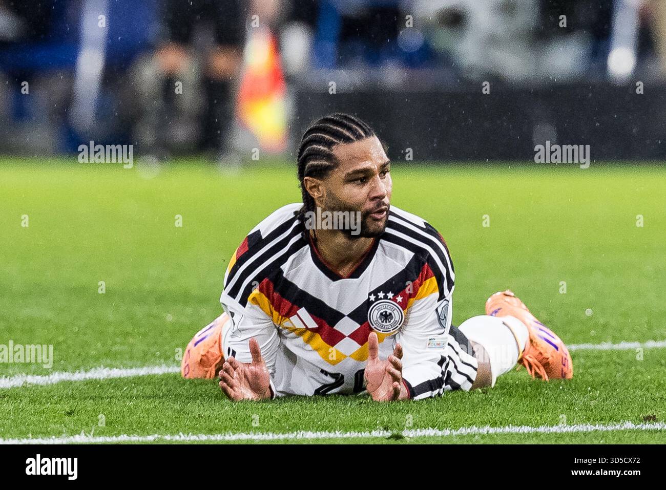 Serge Gnabry (Germany, 20) frustrated on the ground after a duel FIFA ...