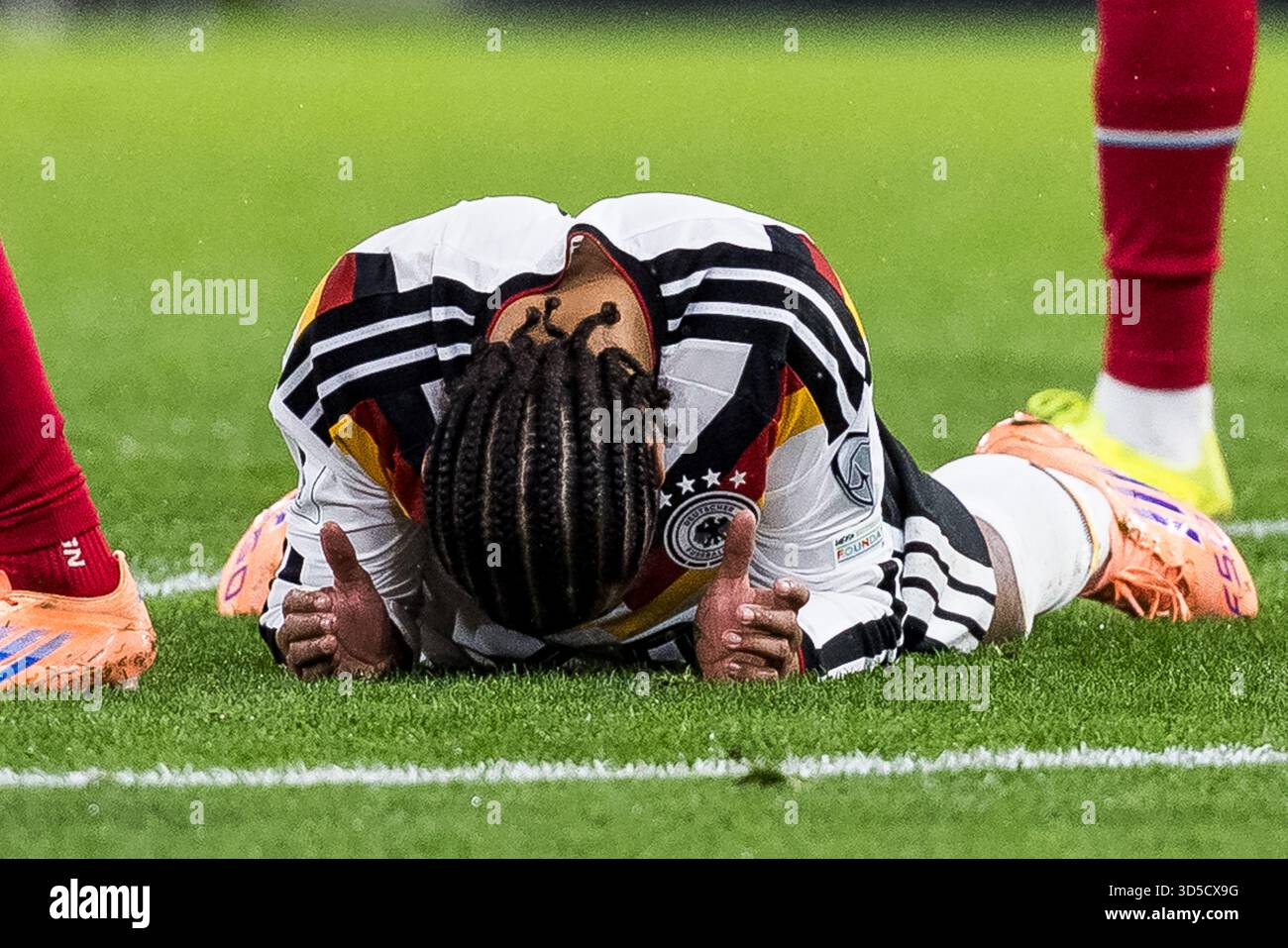 Serge Gnabry (Germany, 20) frustrated on the ground after a duel FIFA ...