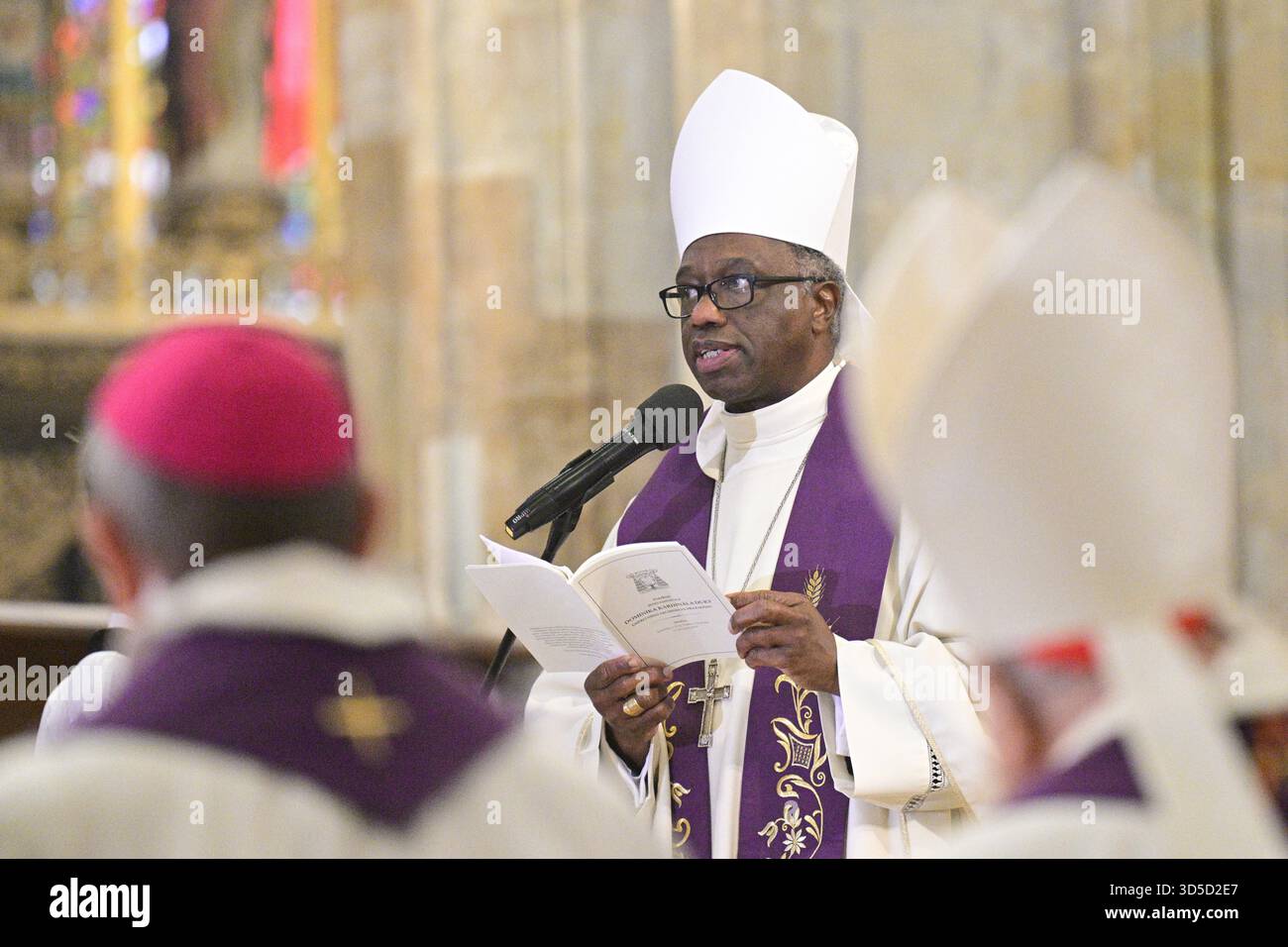 Papal Nuncio Jude Thaddeus Okolo speaks at the funeral of Cardinal and ...