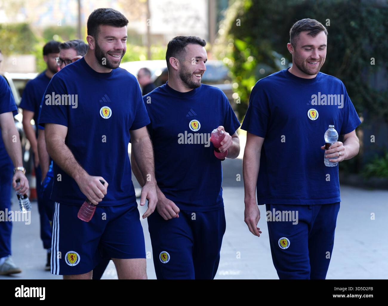 Scotland's Grant Hanley, John McGinn and John Souttar during a walk ...