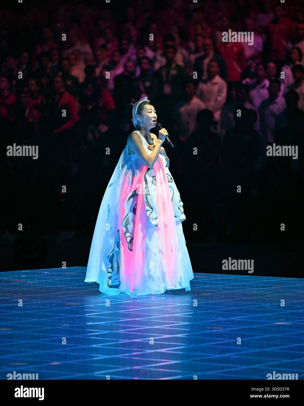 Yo Hitoto sings the national anthem at the opening ceremony of the ...