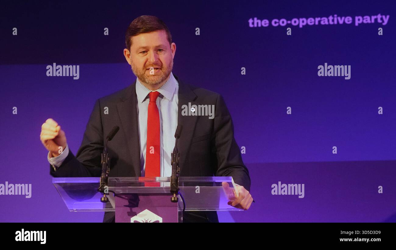 Co-operative Party Chair Jim McMahon speaks during the Co-operative ...
