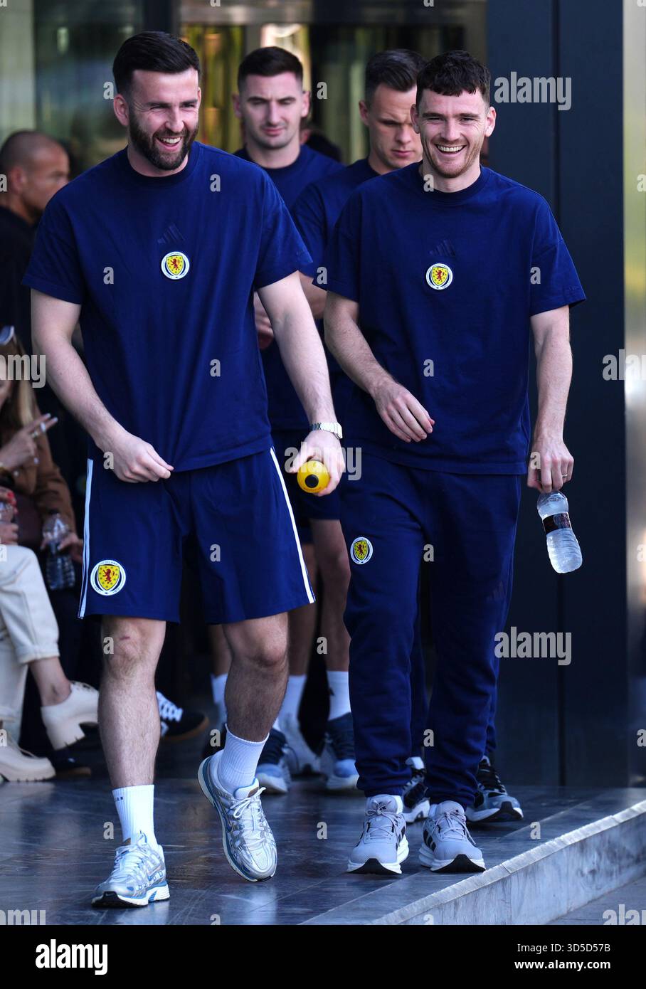 Scotland goalkeeper Liam Kelly and Andy Robertson during a walk around ...