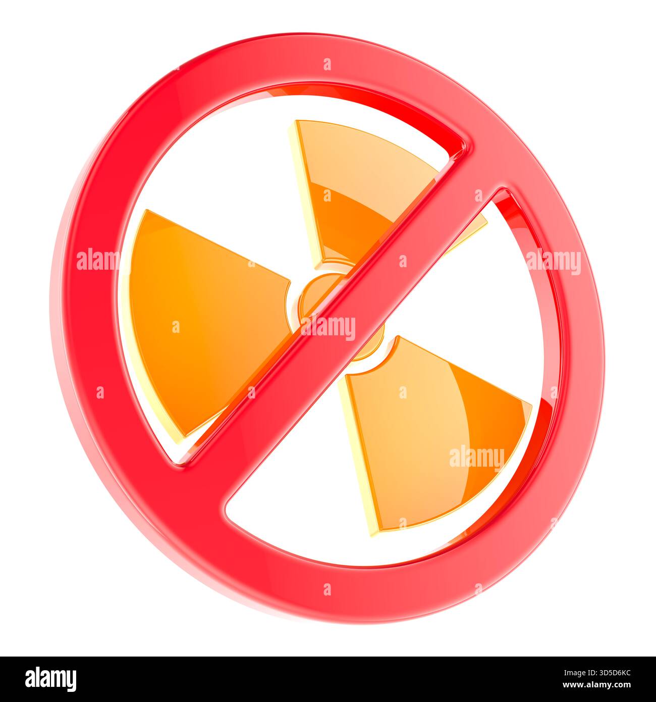 No radiation hazard sign, prohibited radioactive symbol, 3D rendering ...
