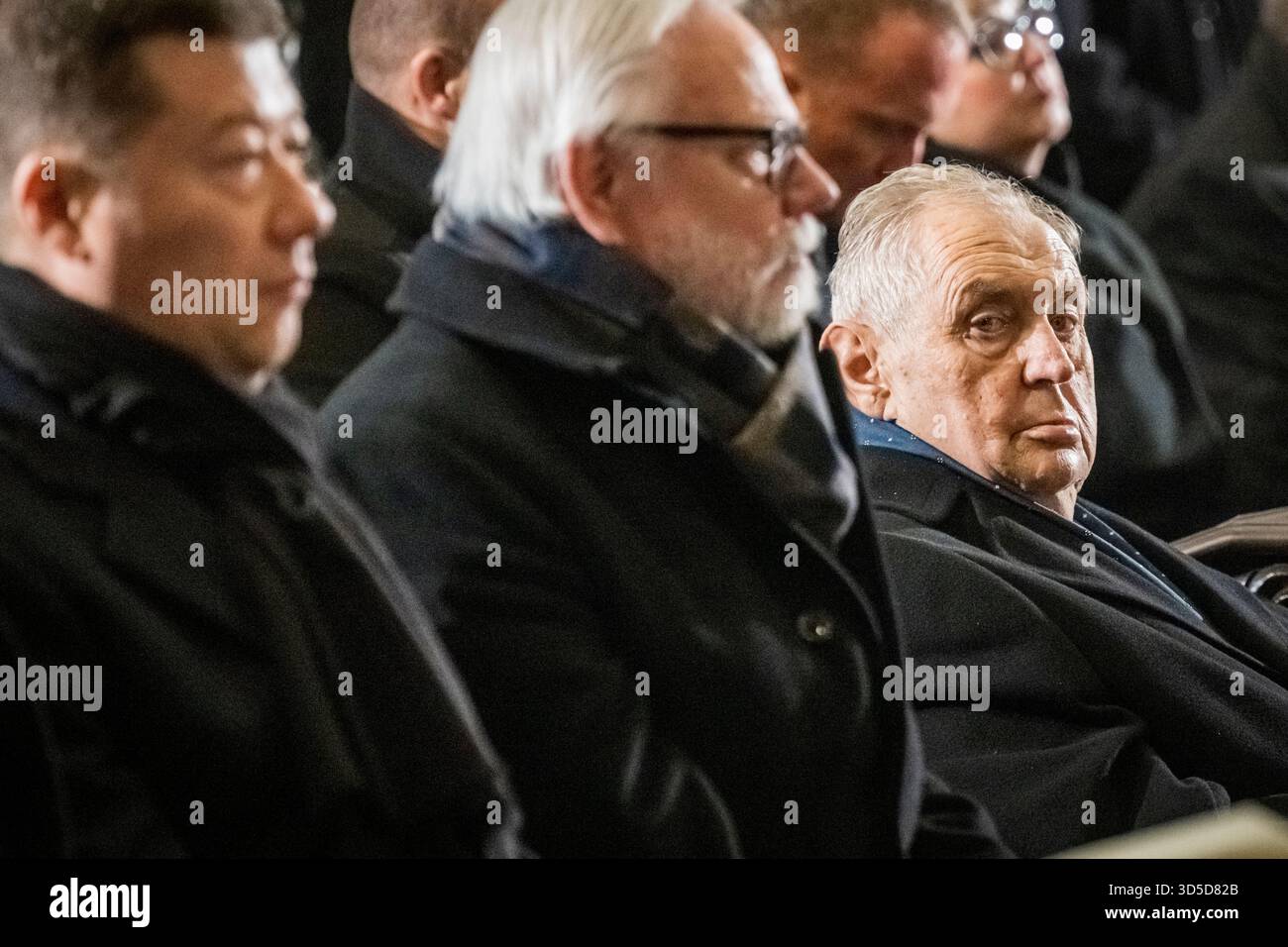 Former Czech President Milos Zeman (right) attends the funeral of ...