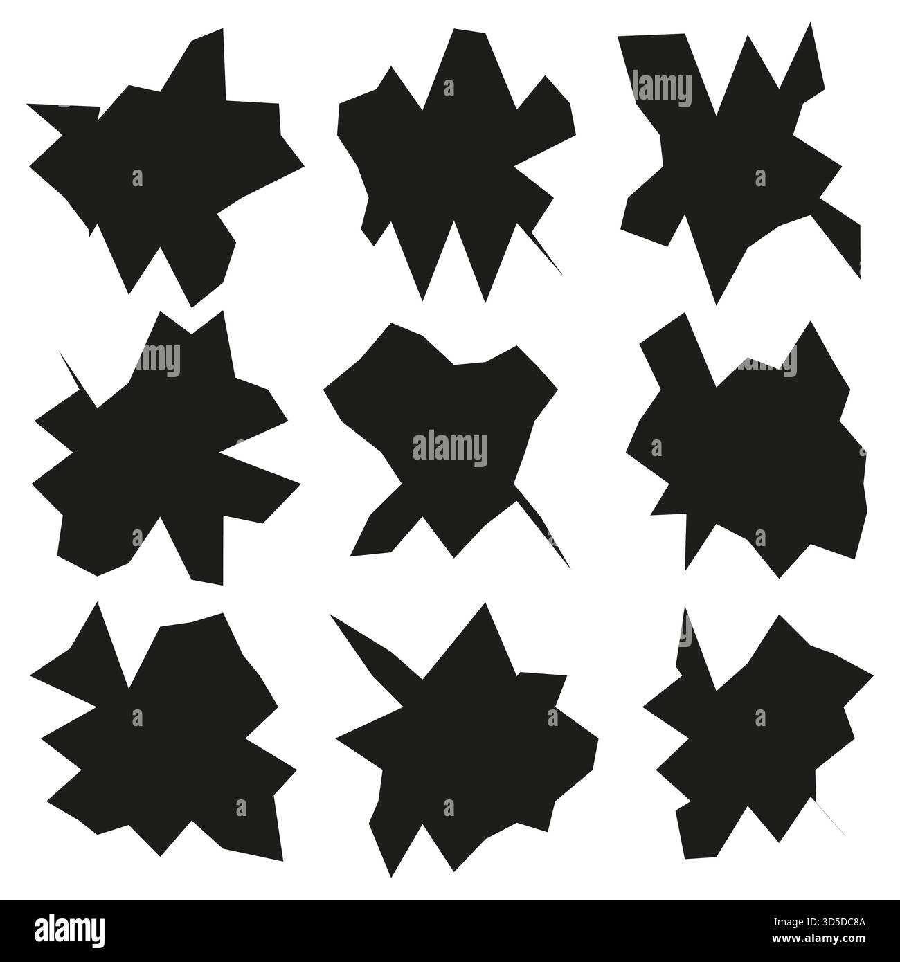 Set nine shapes. Black damage marks. Shattered glass Vector elements ...