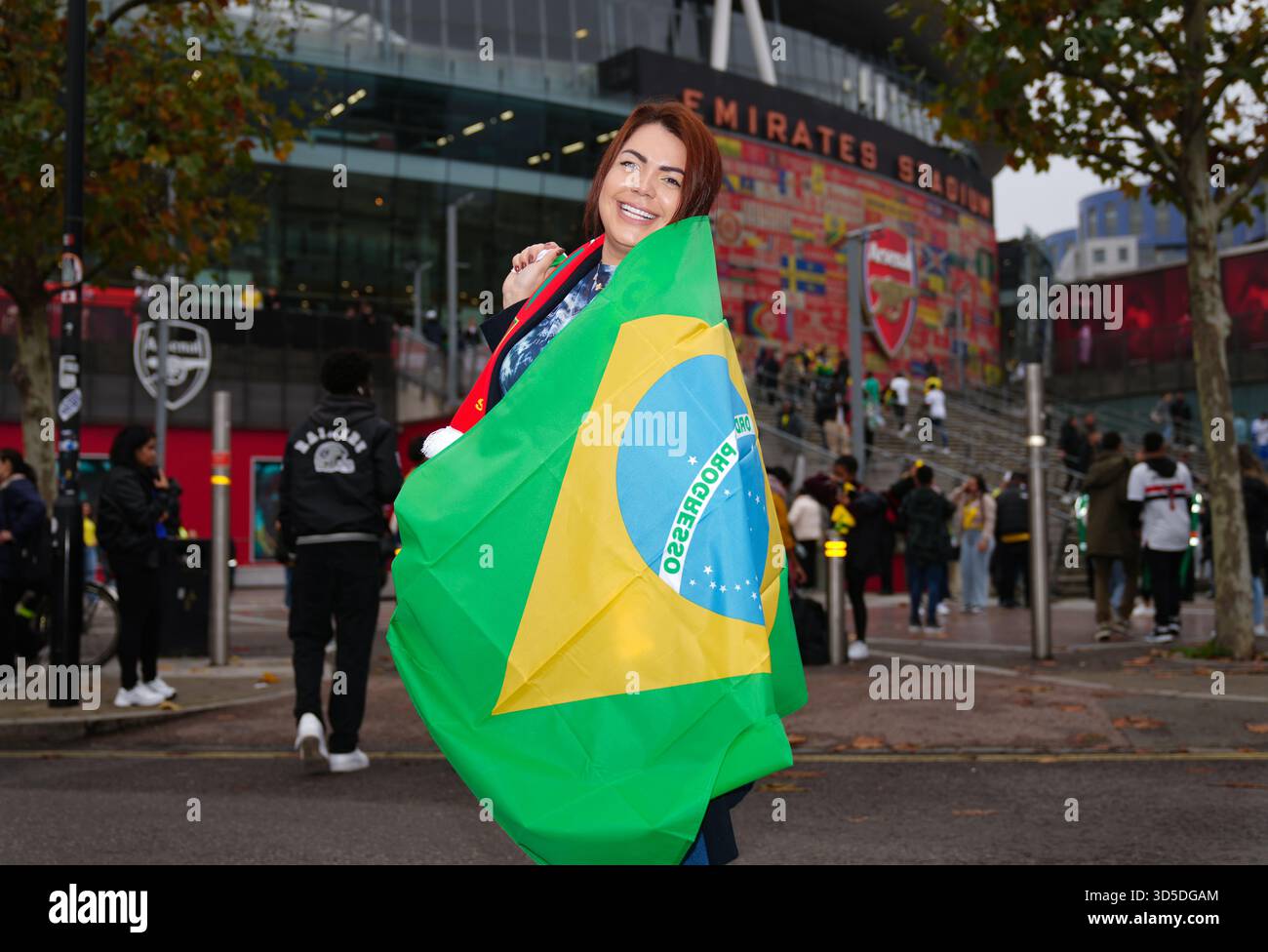 A Brazil fan before the international match at the Emirates Stadium ...