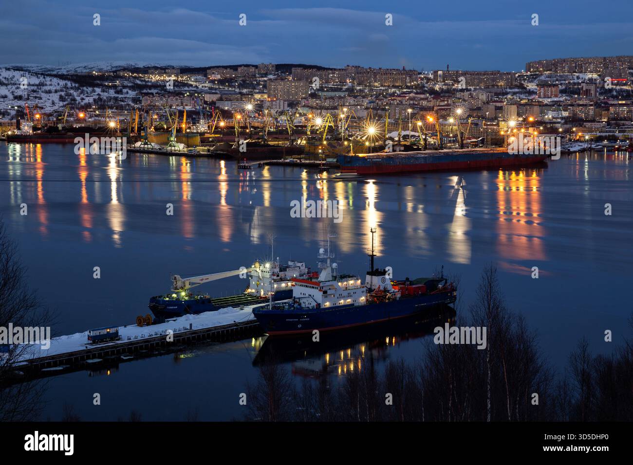 Murmansk, Russia - March 10, 2025: Evening view of the Murmansk ...