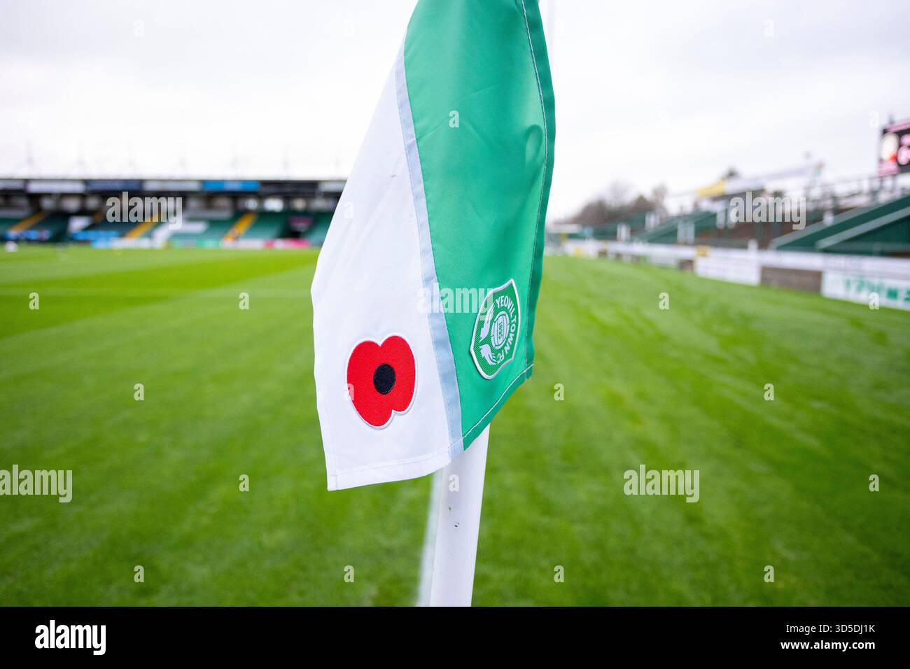 General View inside Huish Park Poppy badge on Corner flag Enterprise ...