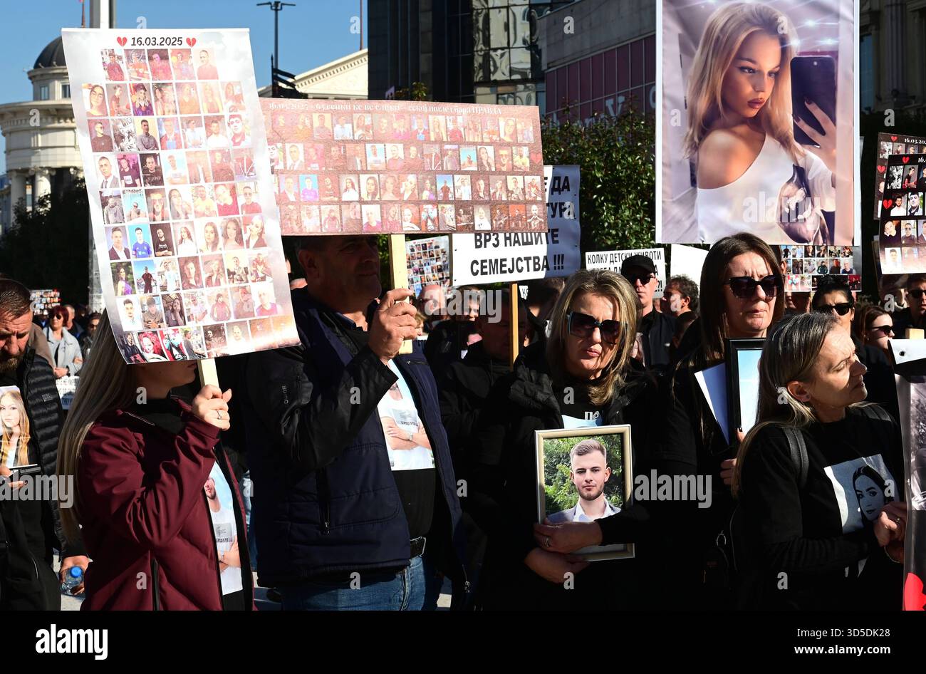 Parents and relatives of the the Kocani nightclub fire victims during a ...