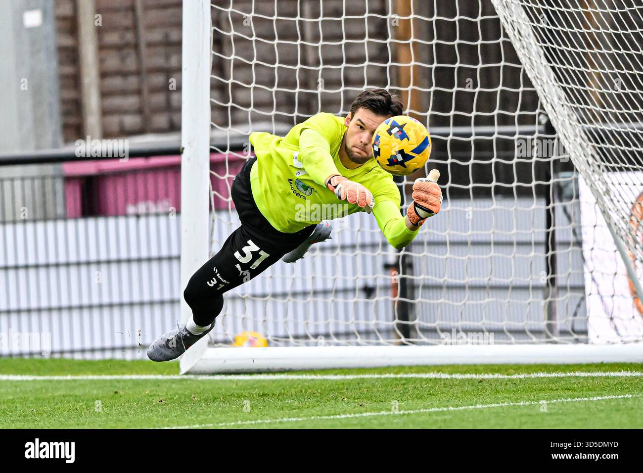 Goalkeeper Ben Winterbottom (12 Barrow) warms up prior to the Sky Bet ...
