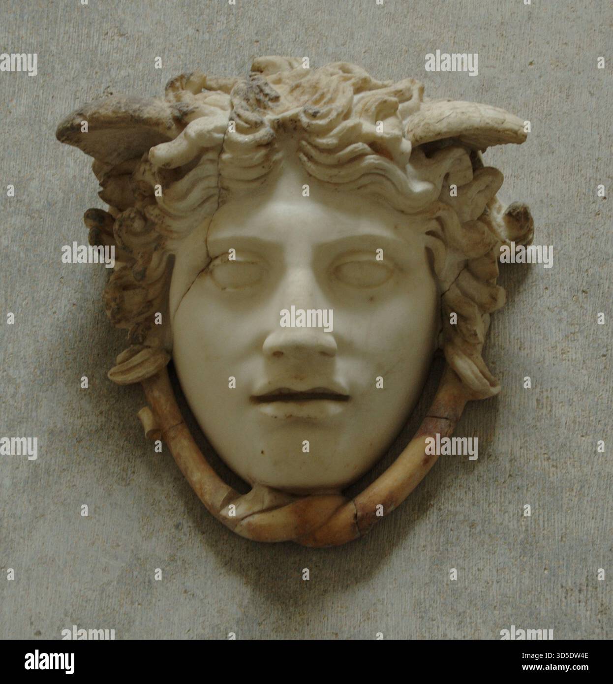 The Rondanini Medusa, now in the Glyptothek in Munich. The logo of the ...