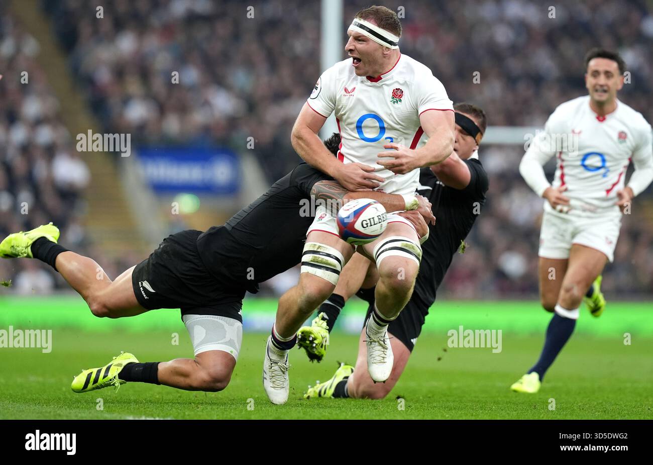 England's Sam Underhill is tackled during the Quilter Nations Series ...