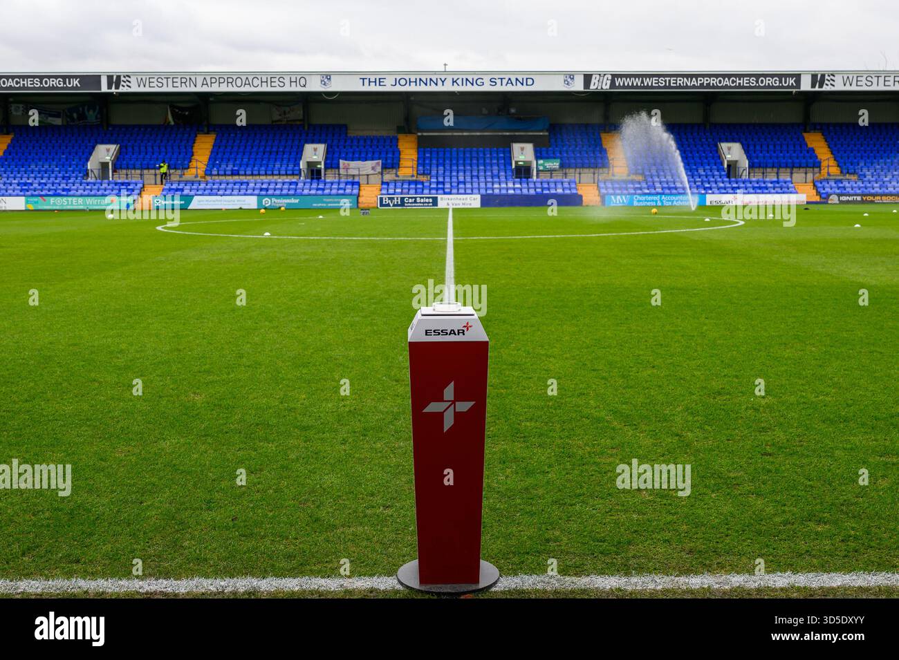 The view from the tunnel onto the pitch at Prenton Park during the Sky ...