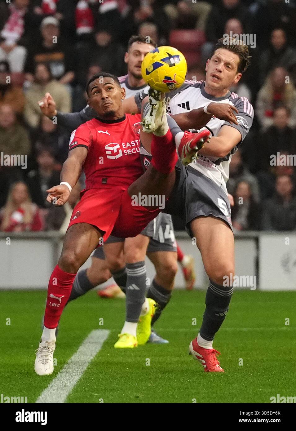 Leyton Orient's Demetri Mitchell (left) and Exeter City's Jack ...