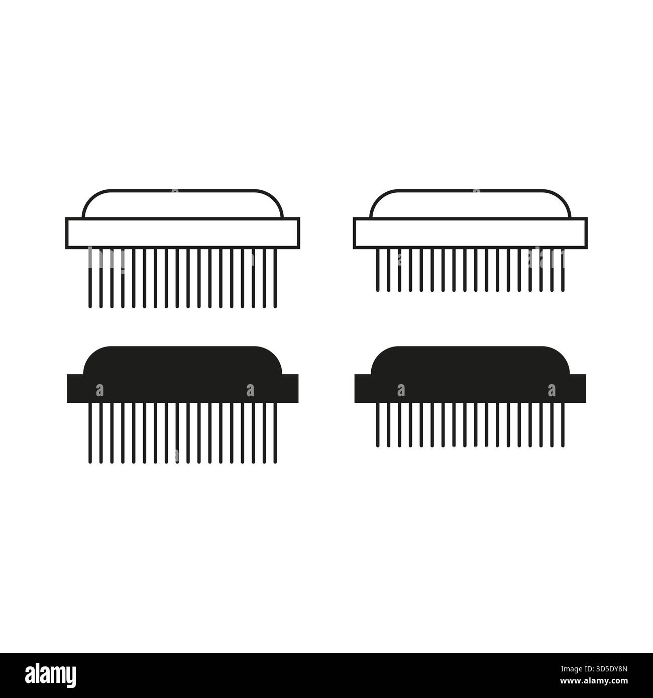 Comb hair tools. Black white Vector elements. Linear solid objects ...